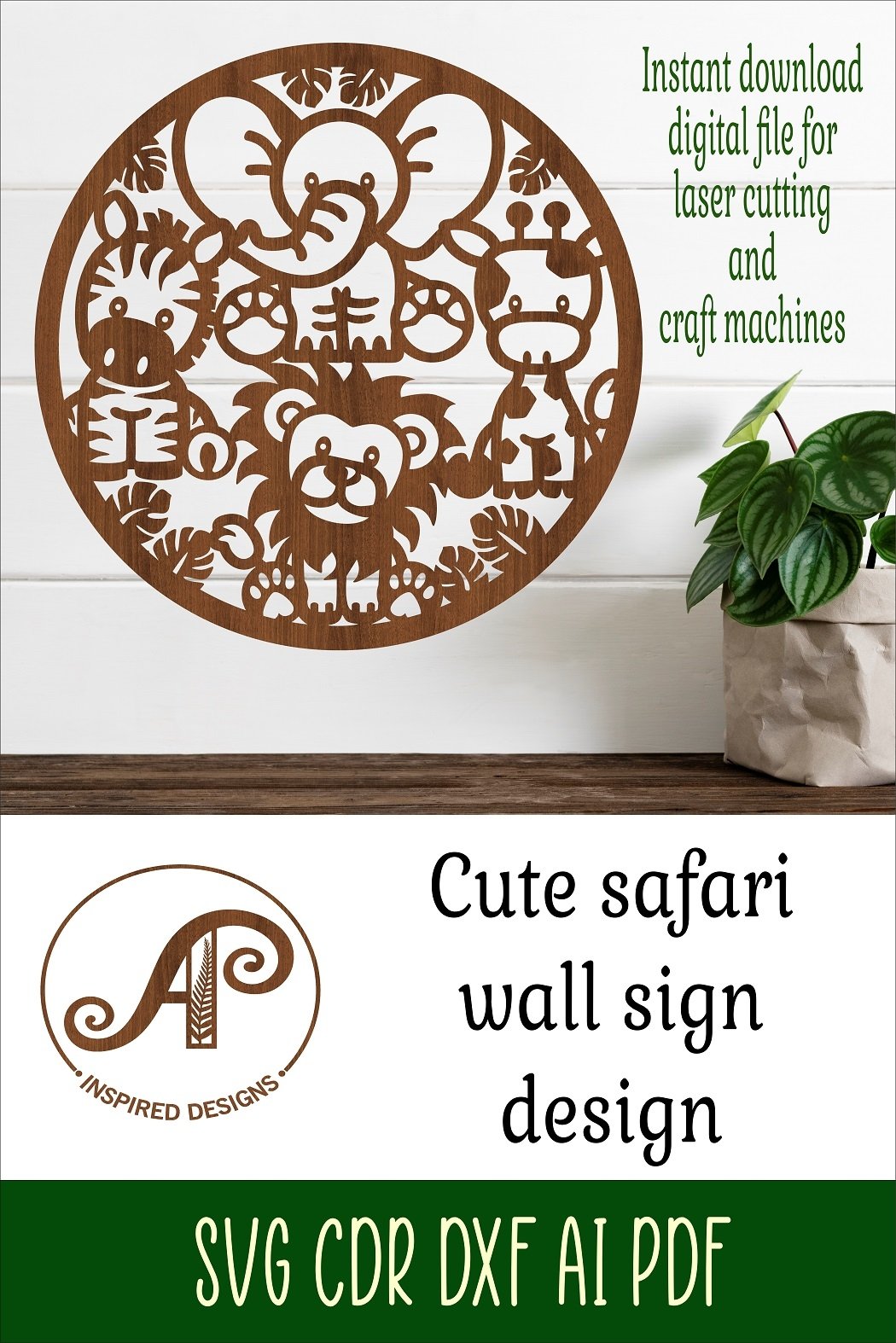 Cute safari animal wall art sign, SVG file. vector file