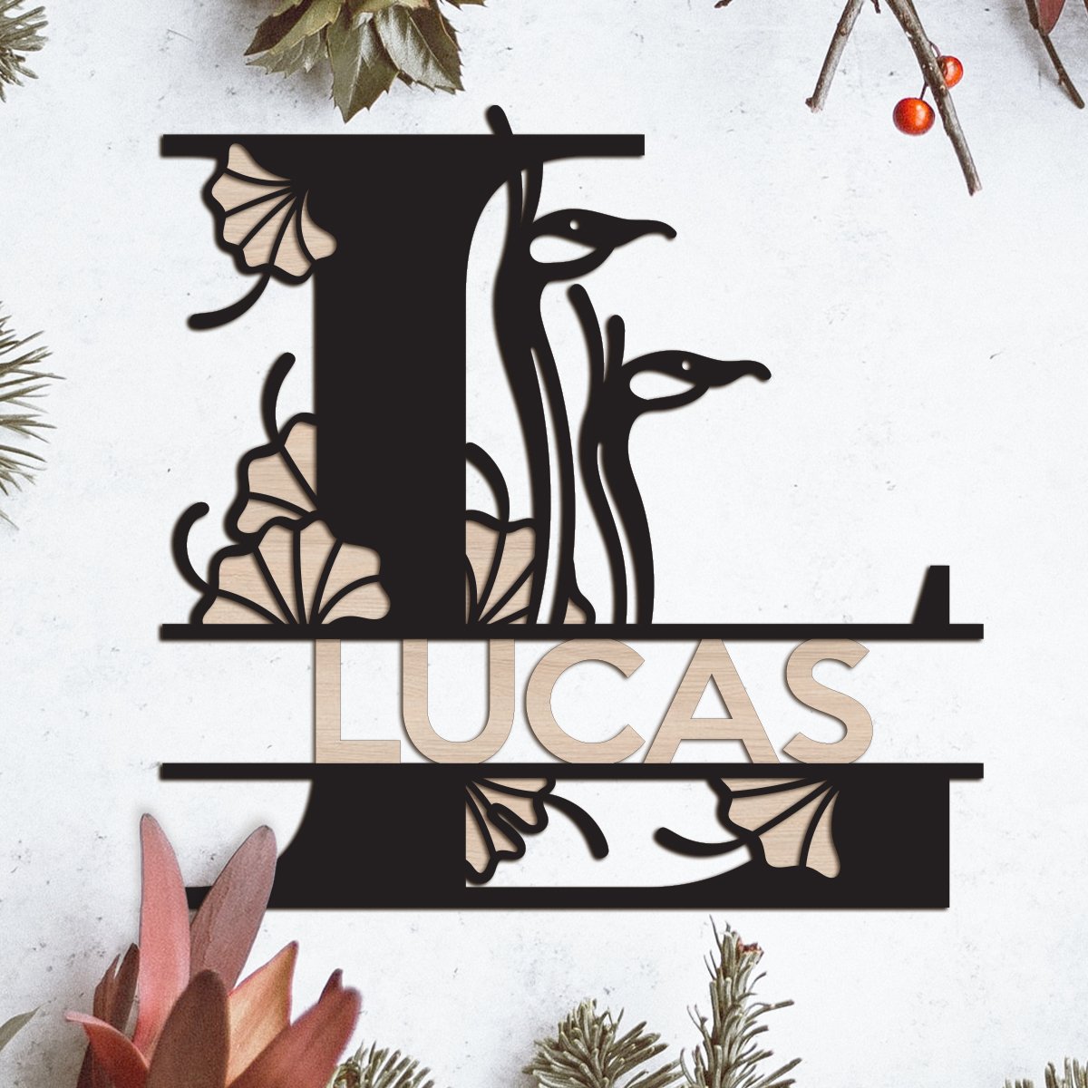 L - Split Monogram Japanese Layered Cut File - SVG / DXF