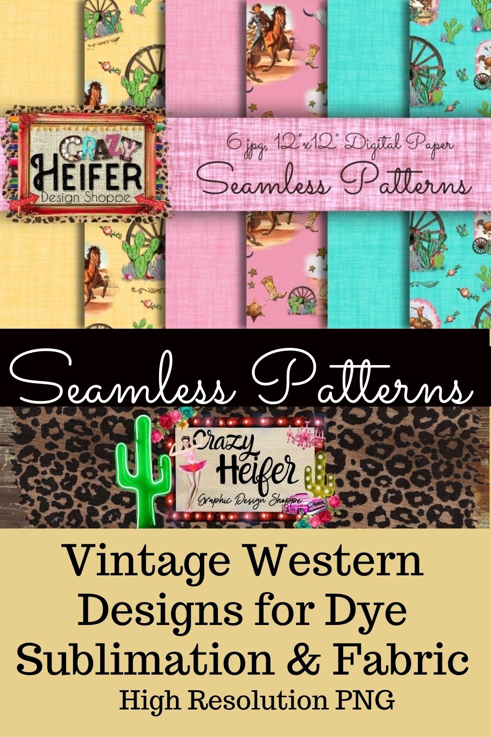 Seamless Pattern Vintage Western Digital Paper fabric