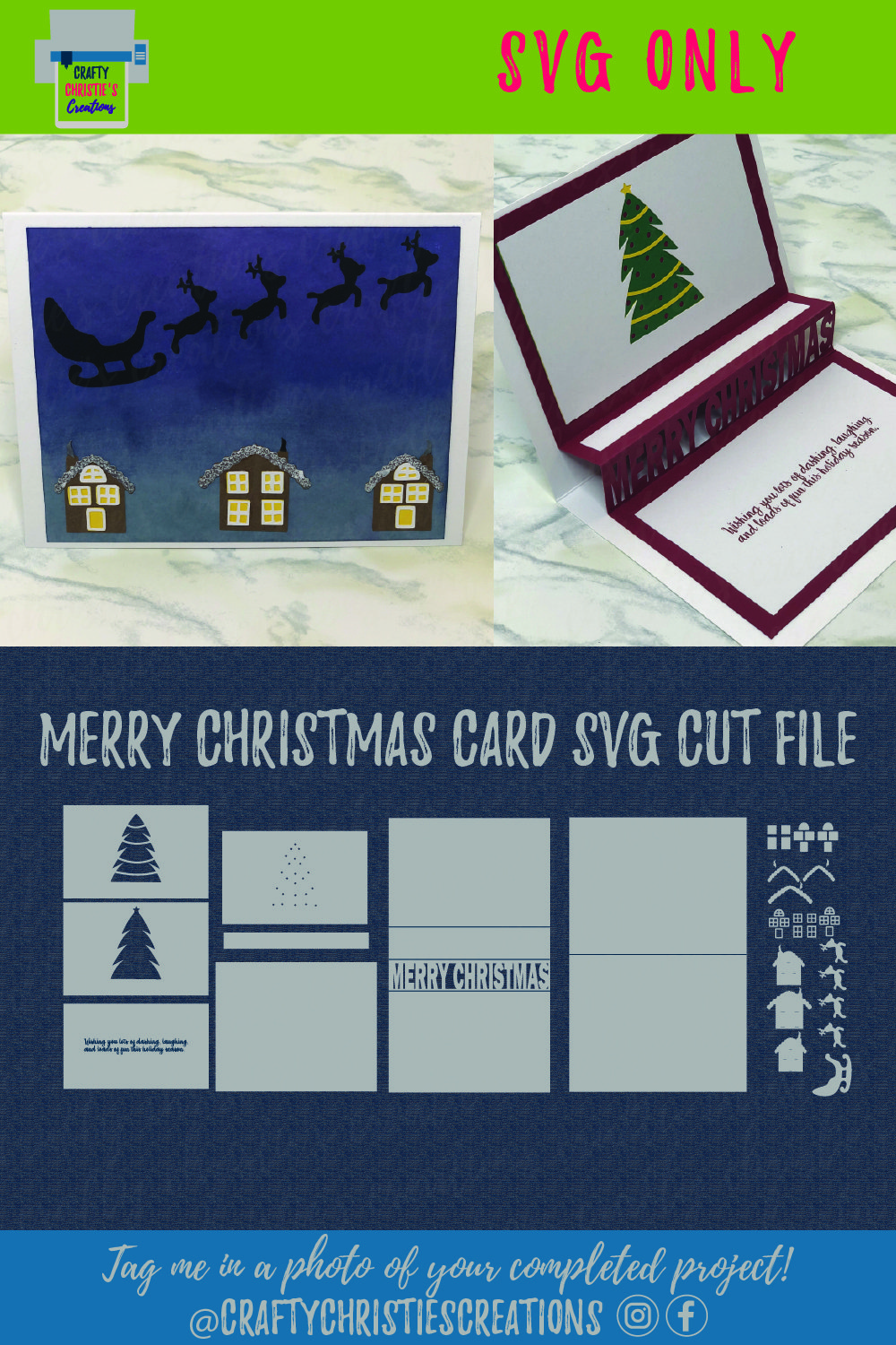 Merry Christmas Card SVG for Cutting Machines