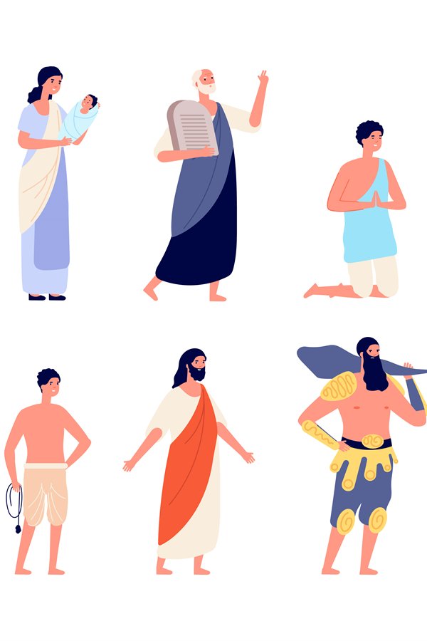 Holy bible characters. Legendary man, christian religion per