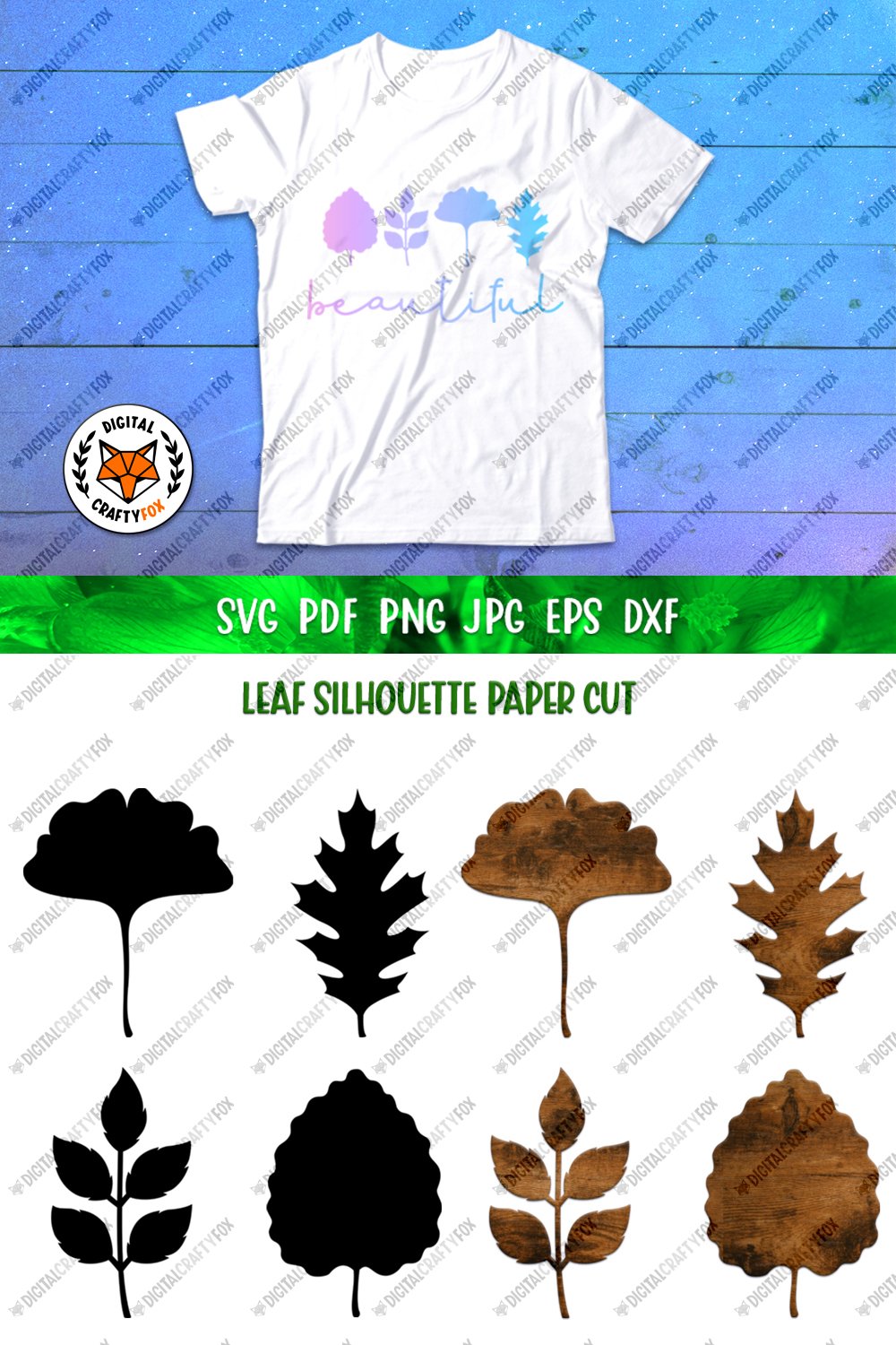 Leaves Silhouette SVG, Leaf Paper Cut, Leaf Cut File SVG