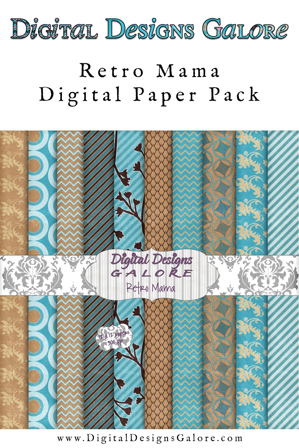 Retro Mama Digital Paper Pack