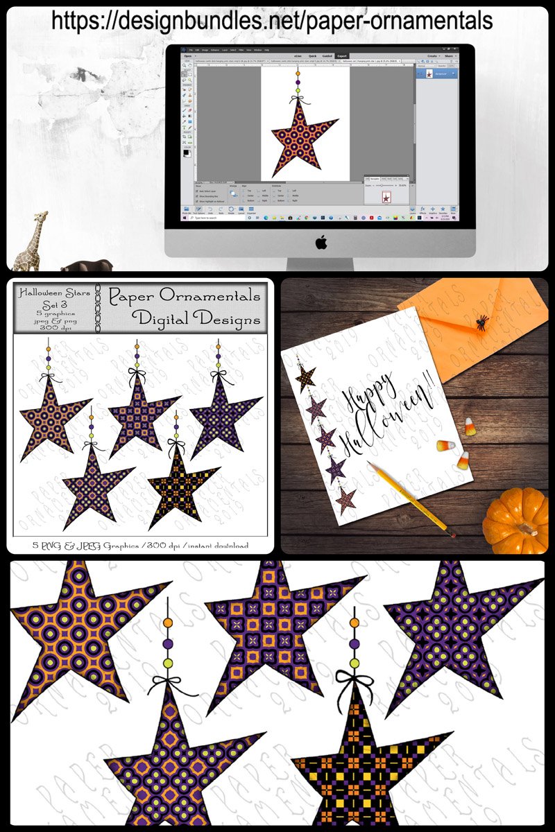 Halloween Clip Art, Hanging Prim Stars #3