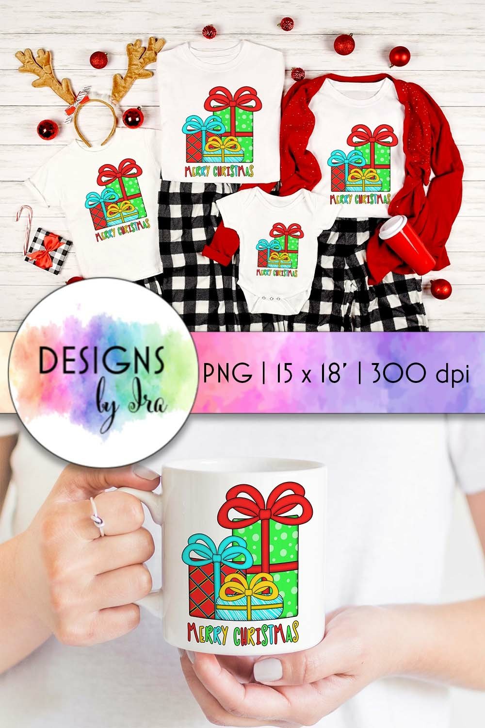 Merry Christmas Print | Christmas Gifts Boxes Illustration