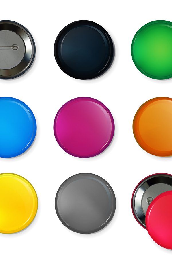 Empty circle badges or buttons at different colors. Vector i
