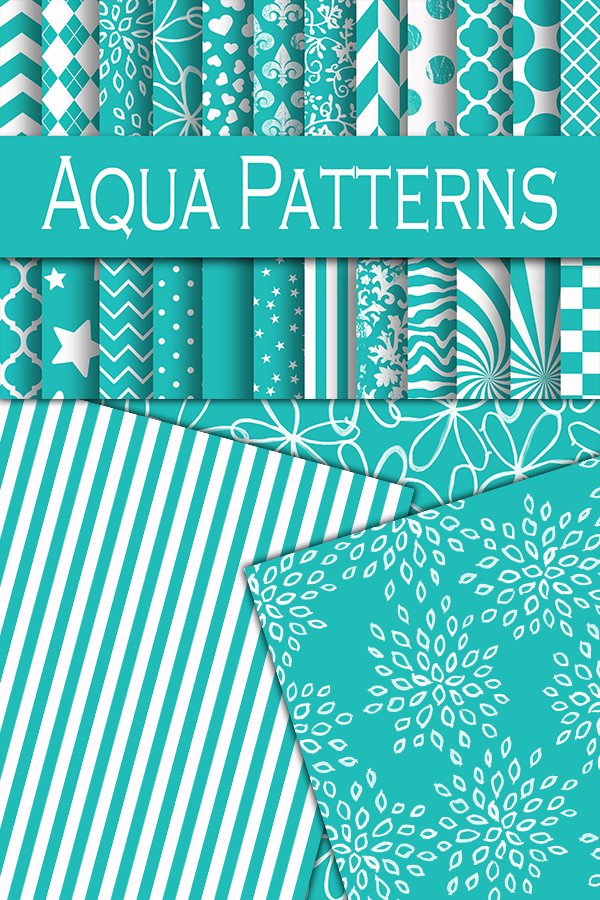 Aqua Patterns Digital Paper