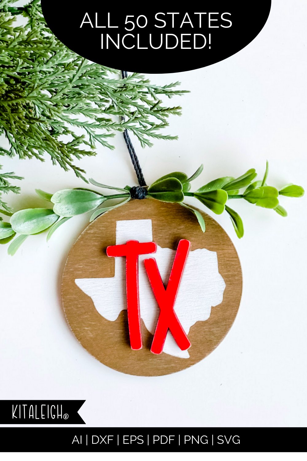 50 Laser State Abbreviations | Christmas Ornament SVG