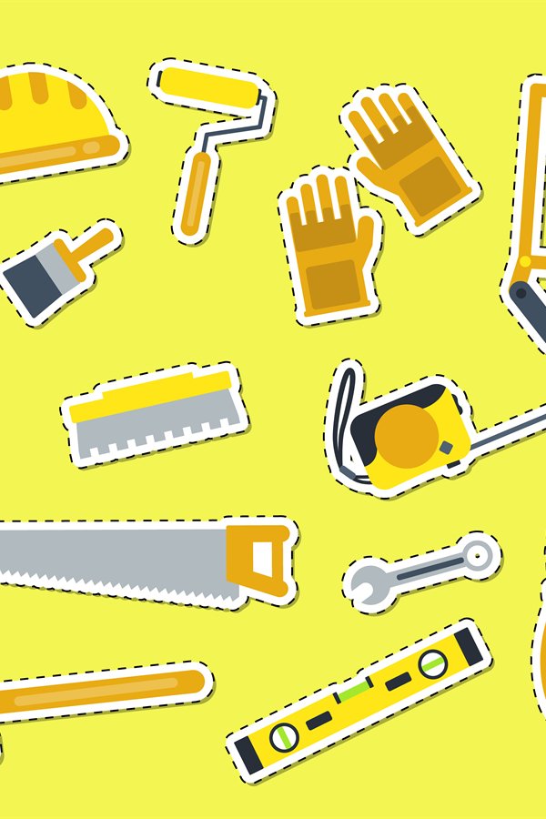 Vector flat construction tools illustration. (872097)