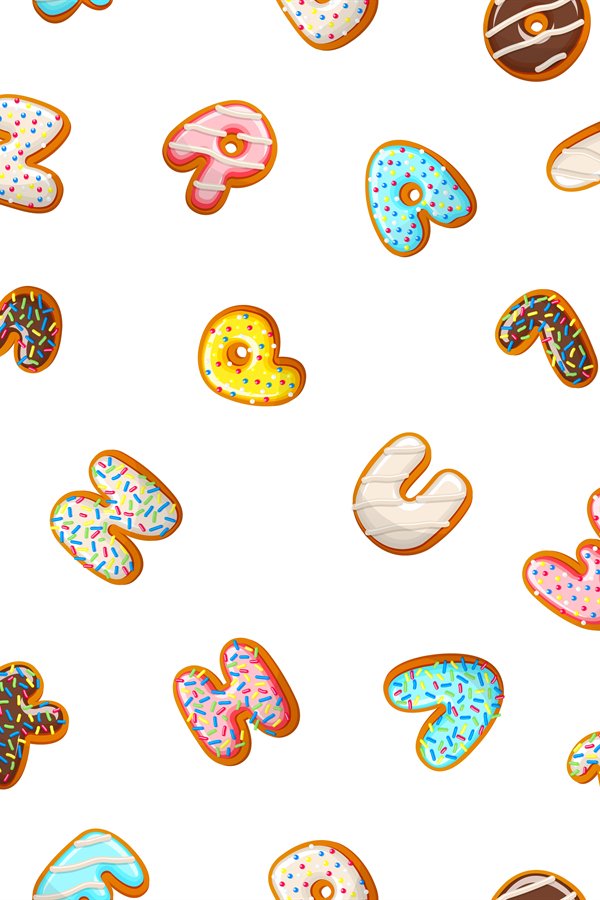 Glazed cookies. Baked biscuits letters, numbers seamless pat