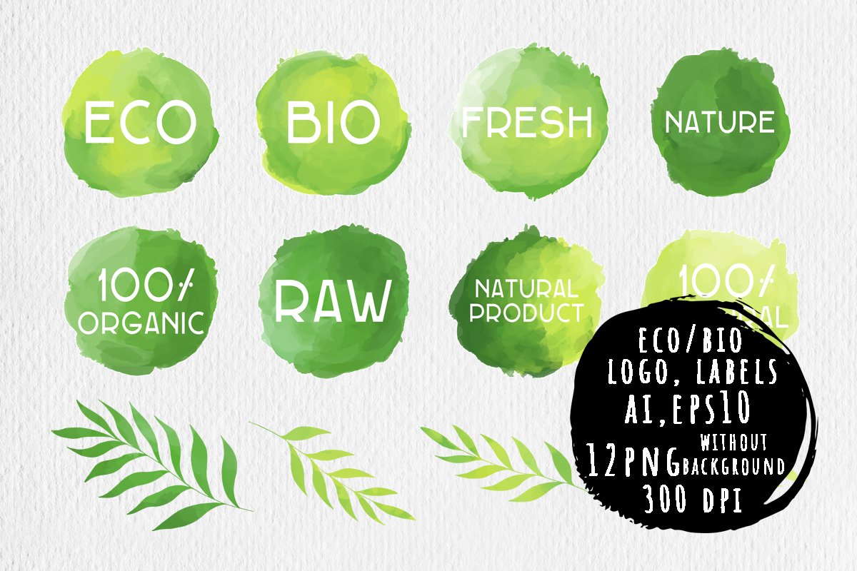 ECO, BIO logo, product tag bundle