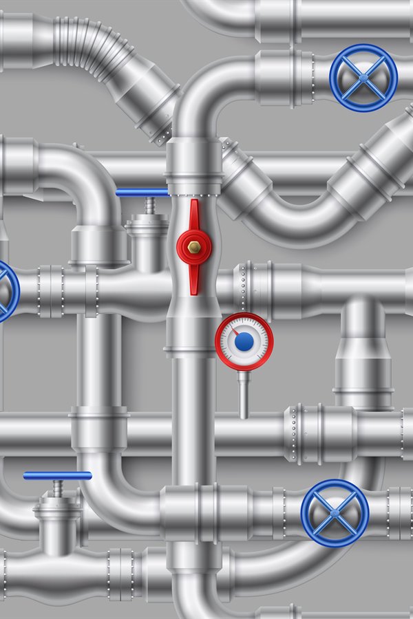 Industrial pipeline pattern. Steel water pipes, metal pipe w