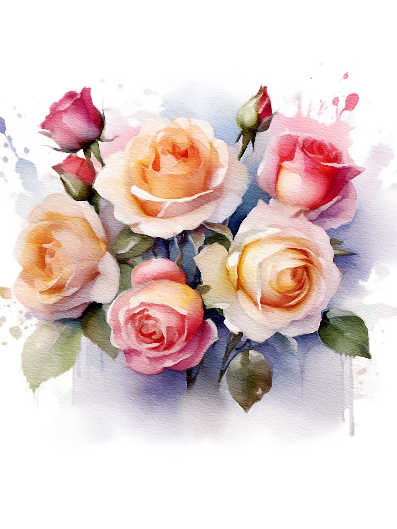 Tumbler Sublimation Design Watercolor Roses (2857223)