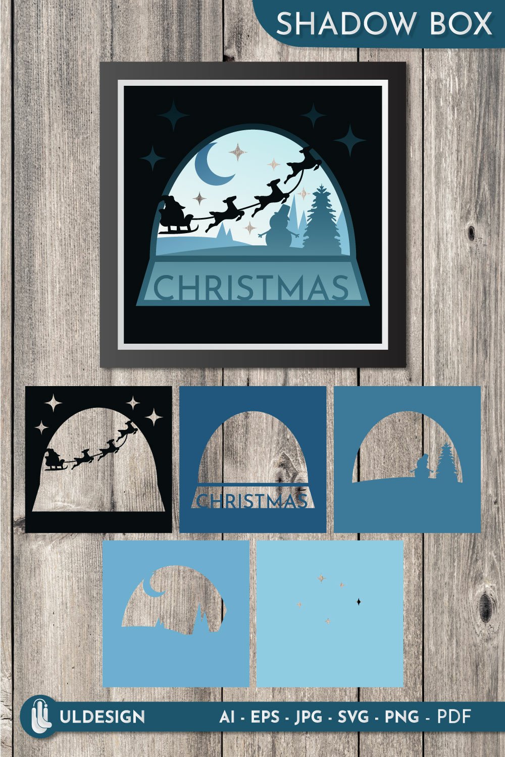 Christmas 3D Bundle Shadow Box Cutting File (2267214)