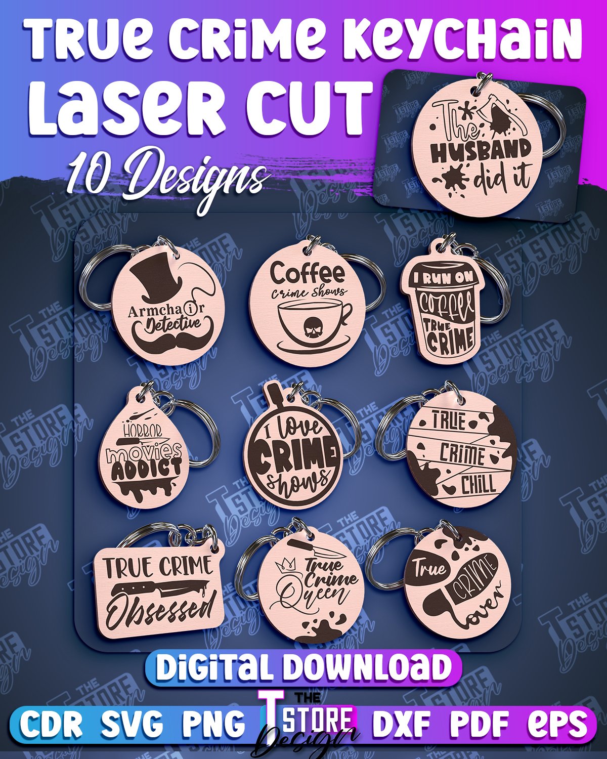 True Crime Keychain Laser Cut|Criminal Show|Detective Quotes