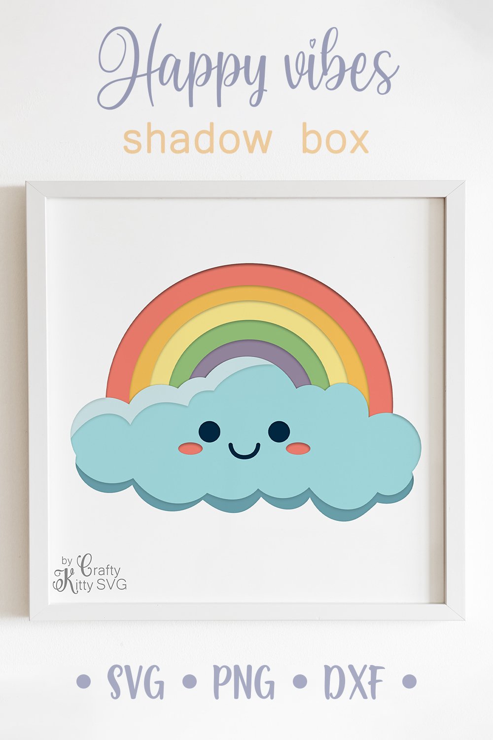 Rainbow & Happy Cloud, 3D shadow box, Paper cut shadowbox