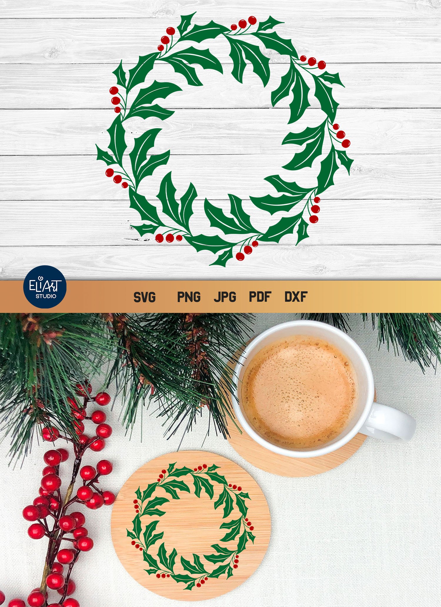 Christmas Holly SVG | Holly Circle Frame
