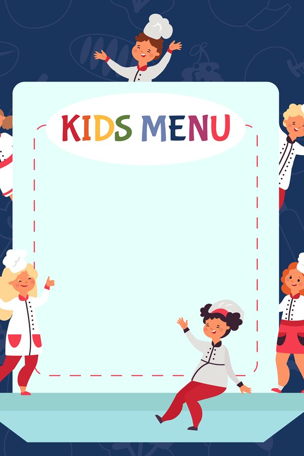 Kids cooking background. Little chef, children menu or certi