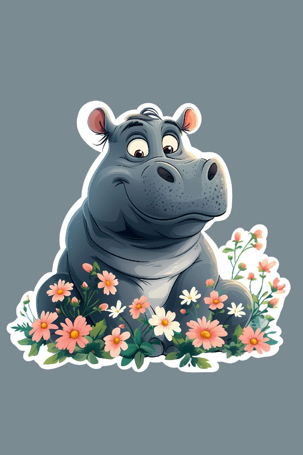 Sticker spring Hippo| Printable Sticker Sheet