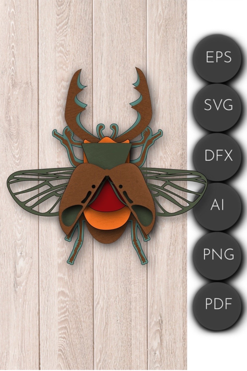 3D Layered stag beetle svg, insects wall art Laser Cut File