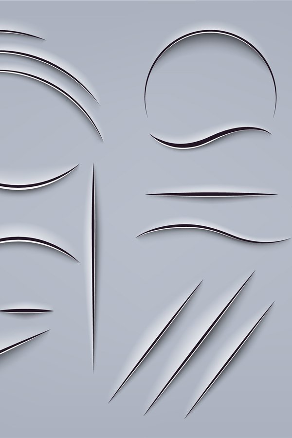 Realistic paper cut. Claw or office knife marks on paper