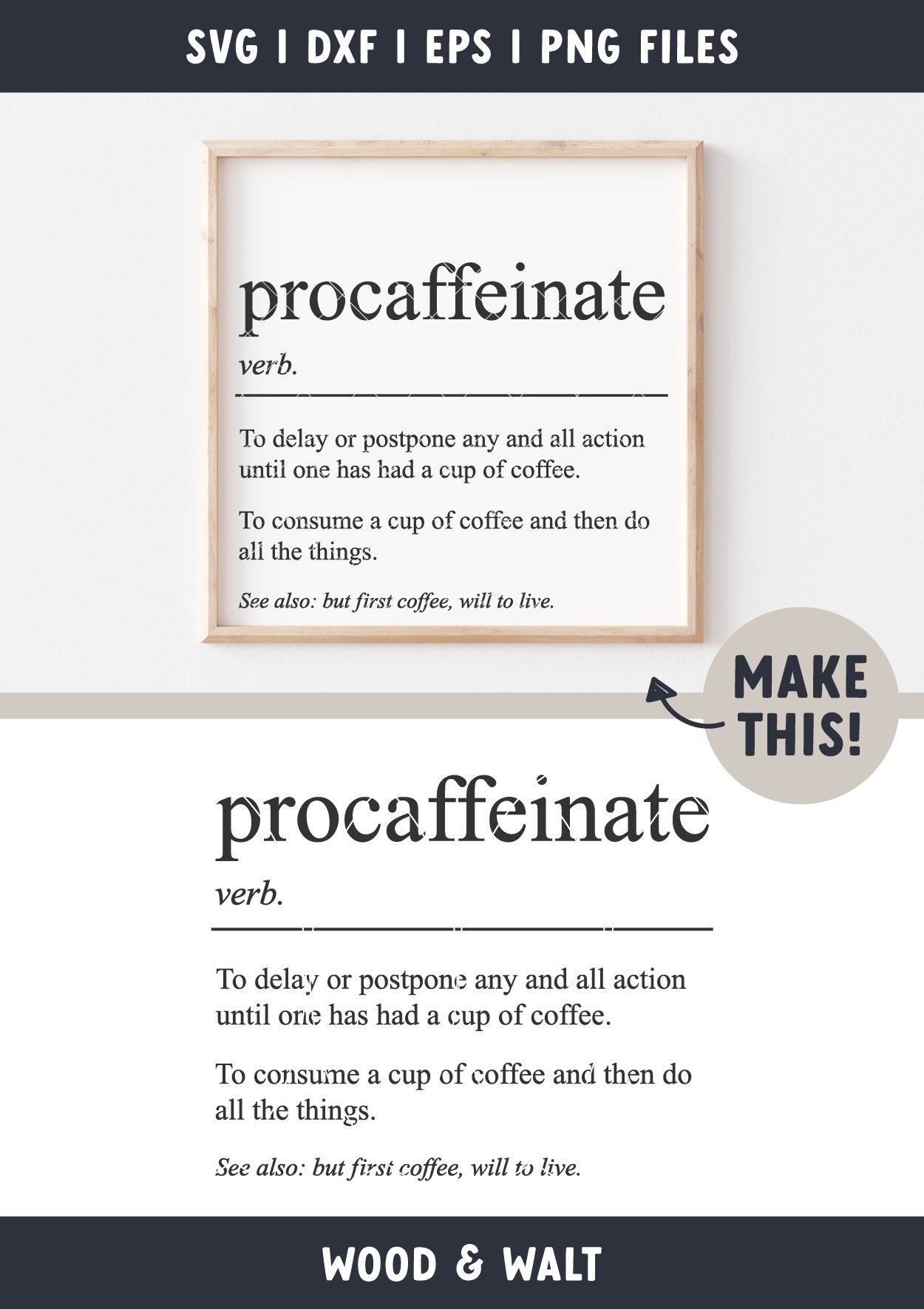 Procaffeinate Coffee SVG | Funny Coffee Definition SVG