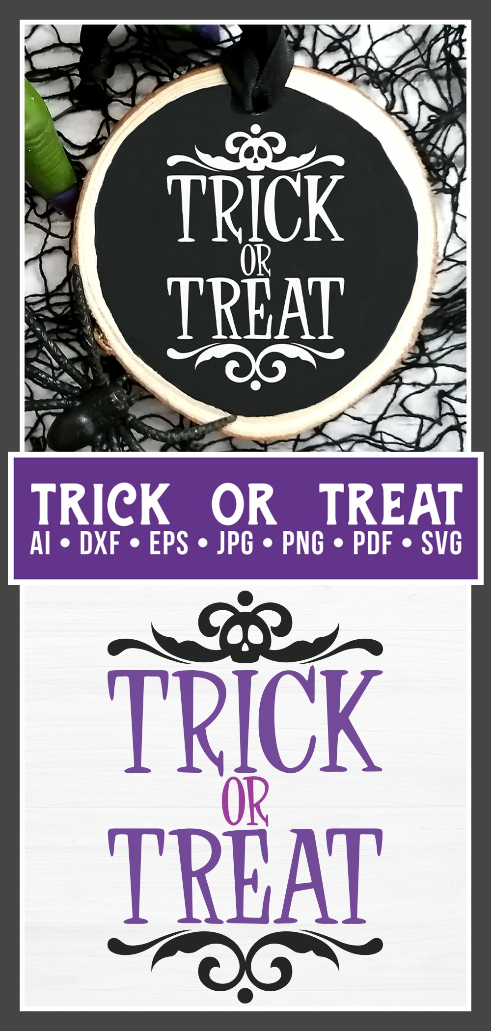 Trick or Treat Round Ornament SVG