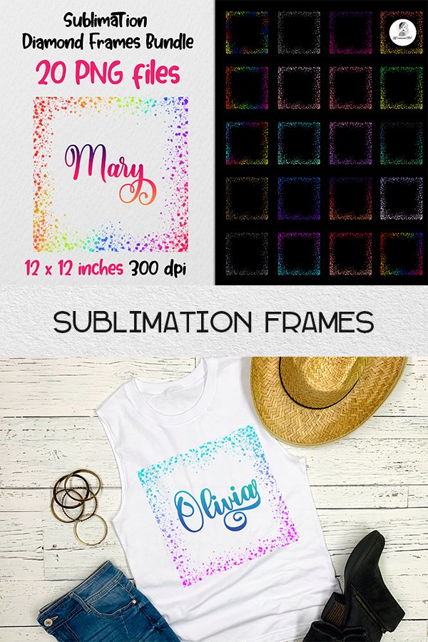 Frame design Bundle, Sublimation square Frames PNG