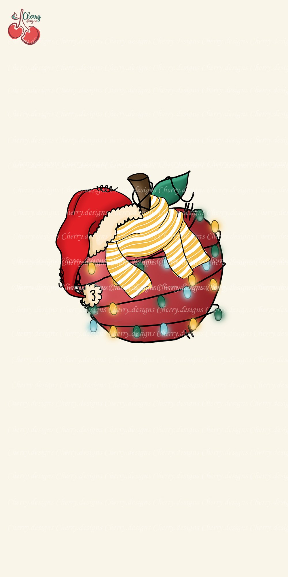 Santa Hat Apple Light PNG, Christmas Teacher PNG, Apple PNG