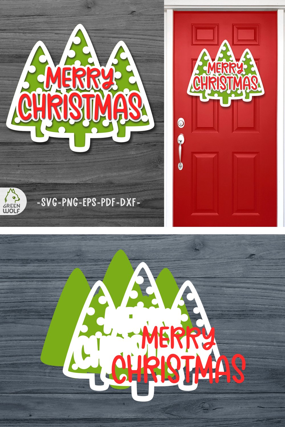 Christmas tree svg Christmas door sign svg Layered laser cut
