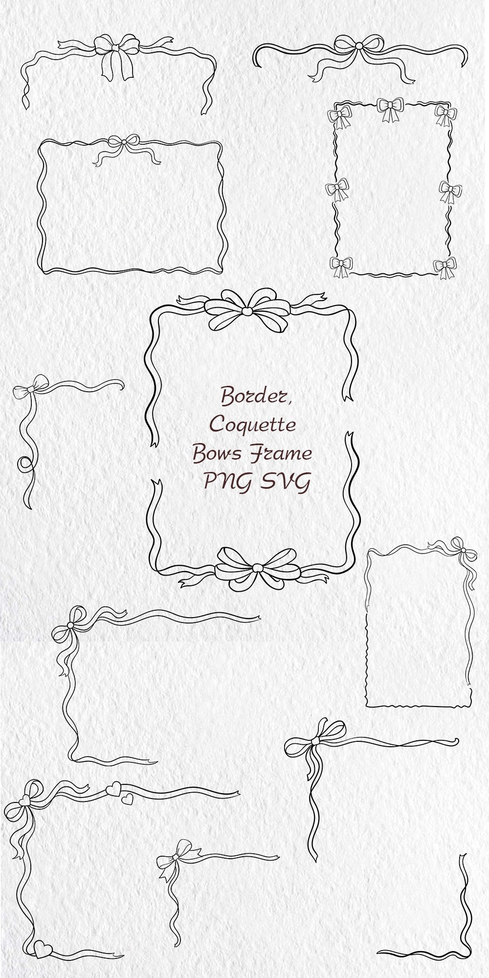 Border Coquette Bows Frame Border Line Drawings