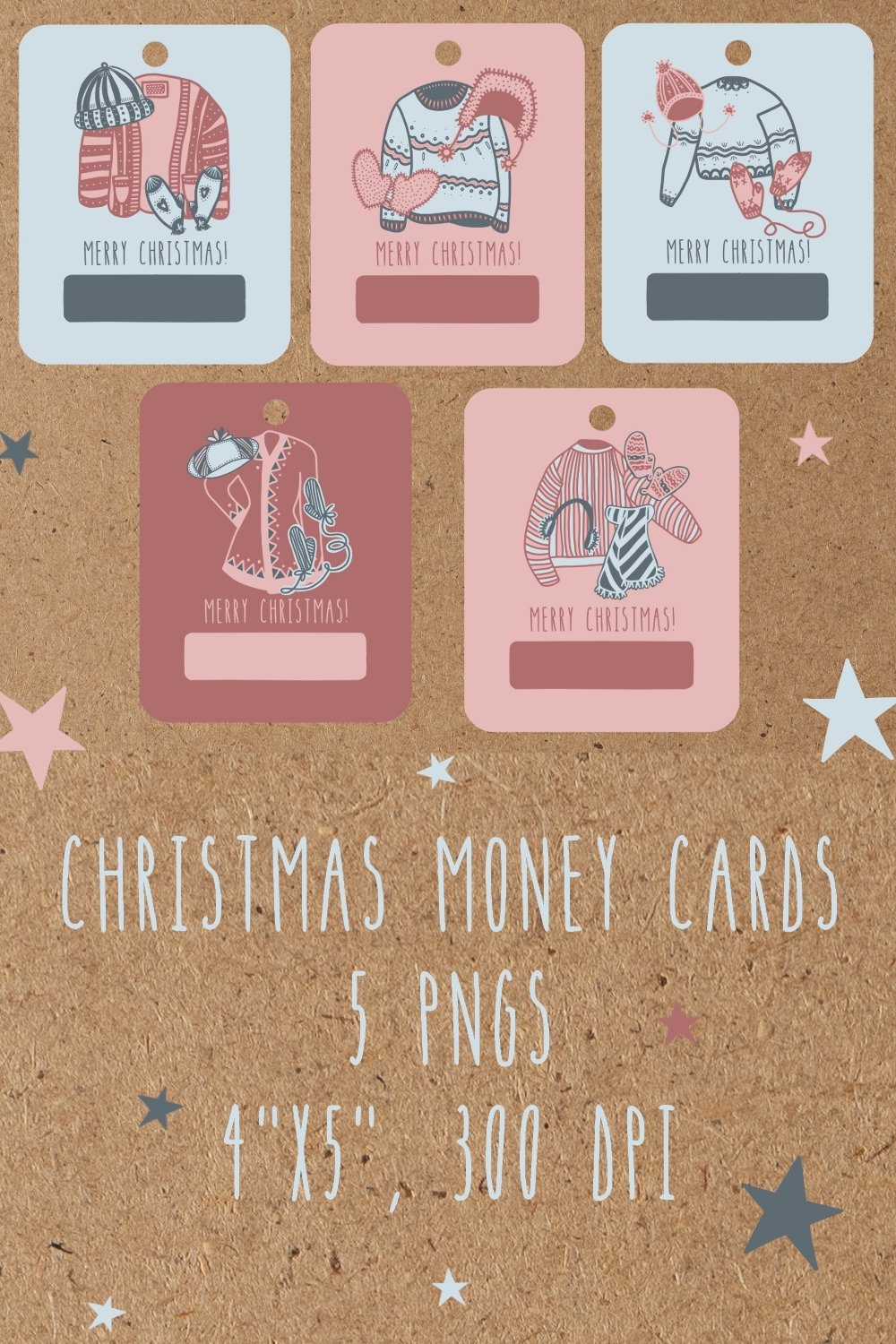 Christmas Printable Money Cards - 5 pngs