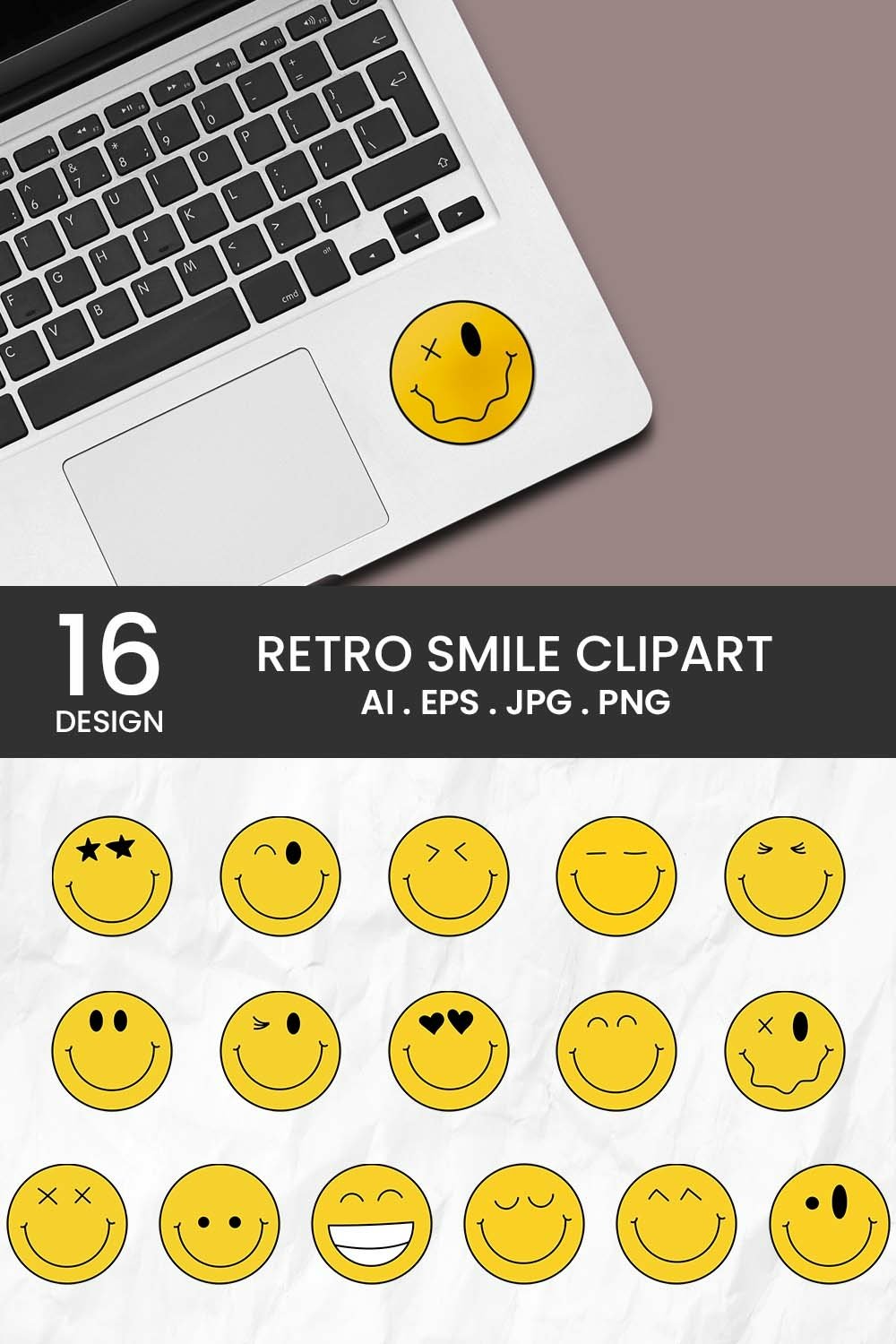Retro Smile Clipart With 16 Variations