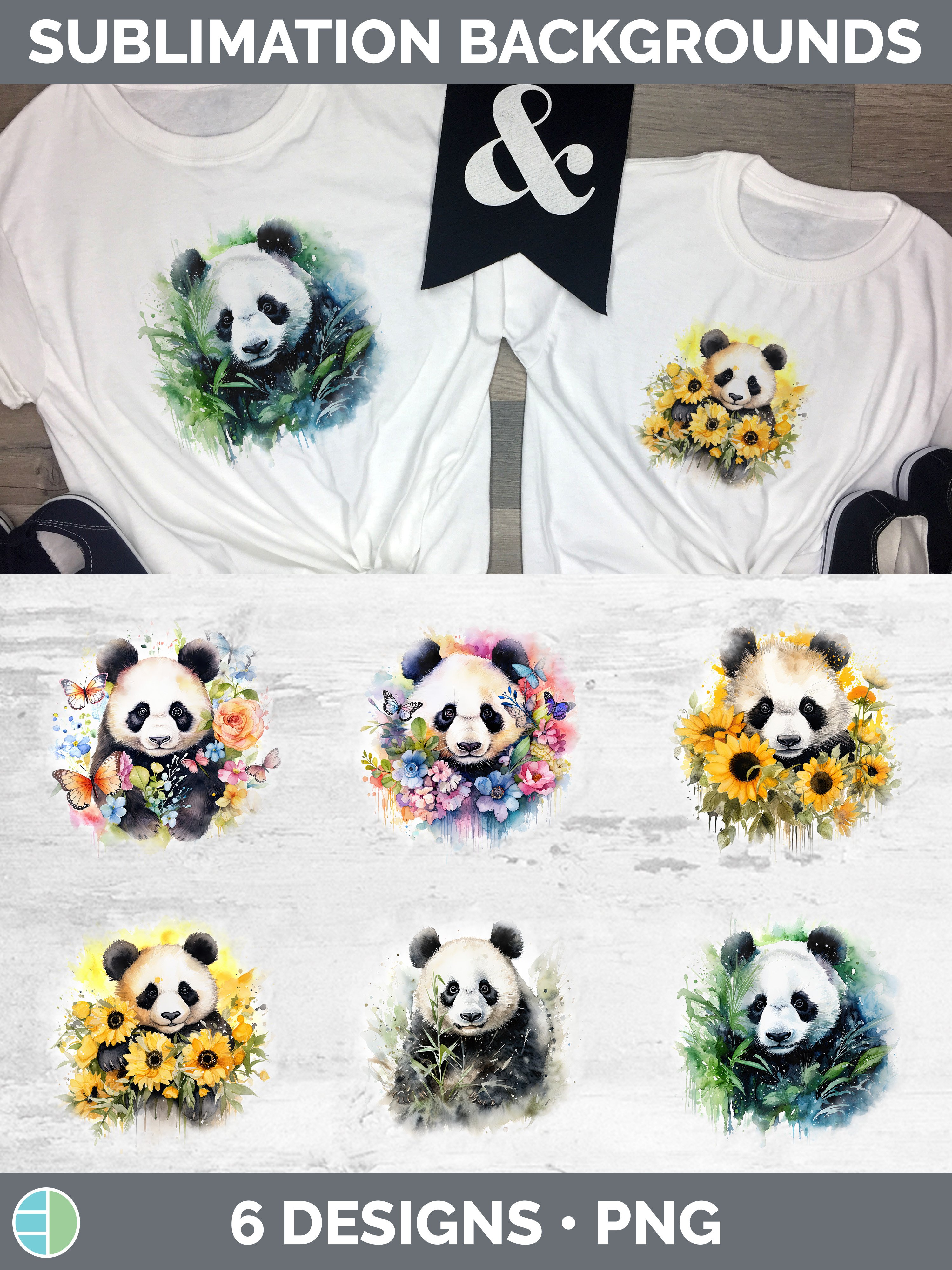 Pretty Panda Bear Grunge Background | Bundle Distressed Back