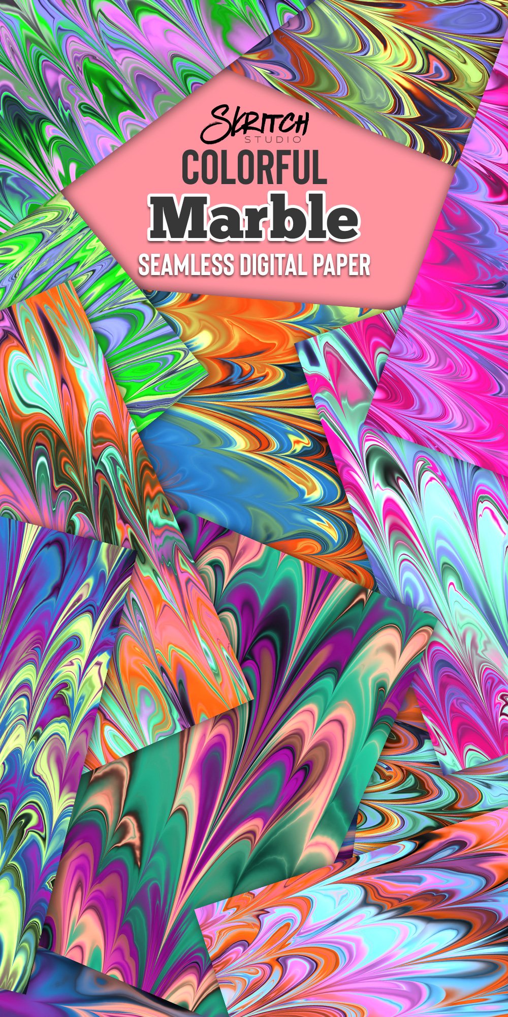 Colorful Marble Digital Papers Seamless Tiling Backgrounds