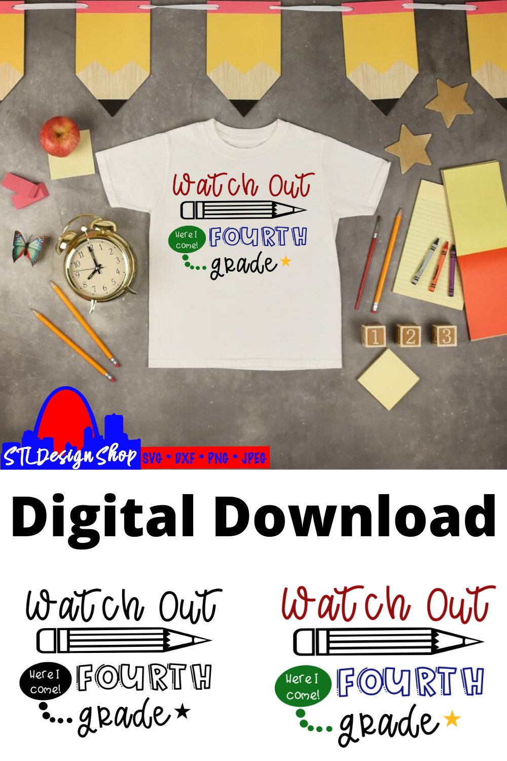 Fourth Grade Here I Come graduating class svg cut file cameo