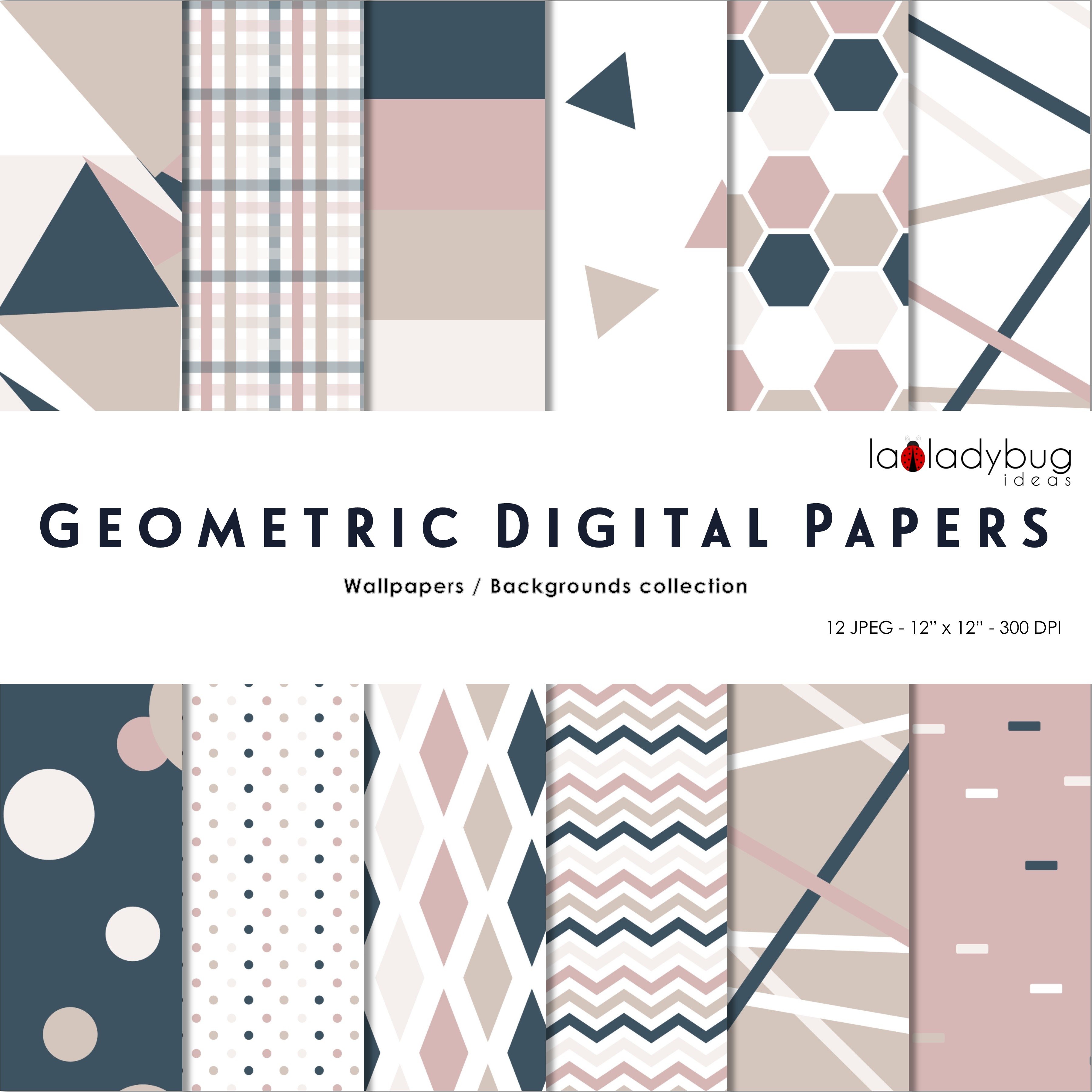 Neutral colors triangles digital papers. Geometric wallpaper