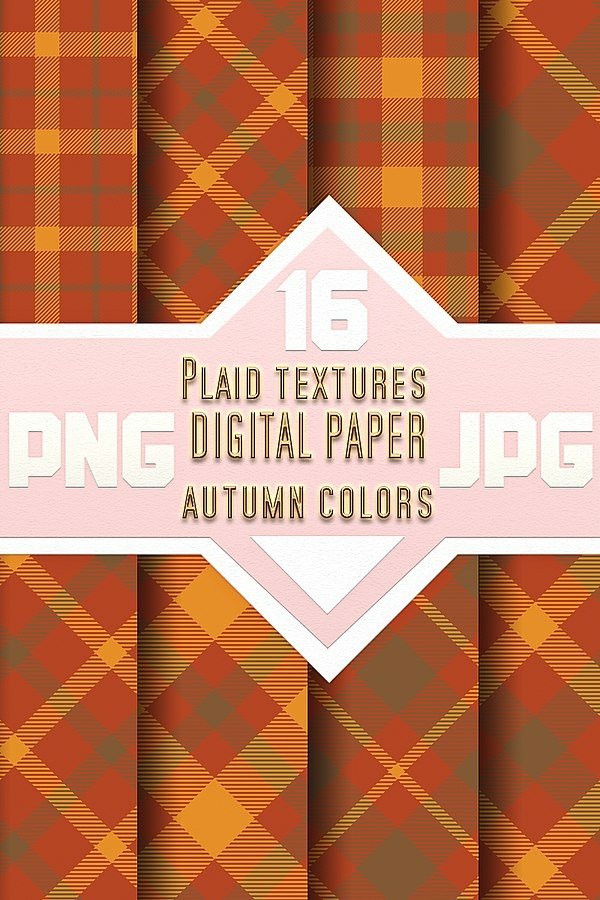 Plaid textures Digital paper in fall autumn colors