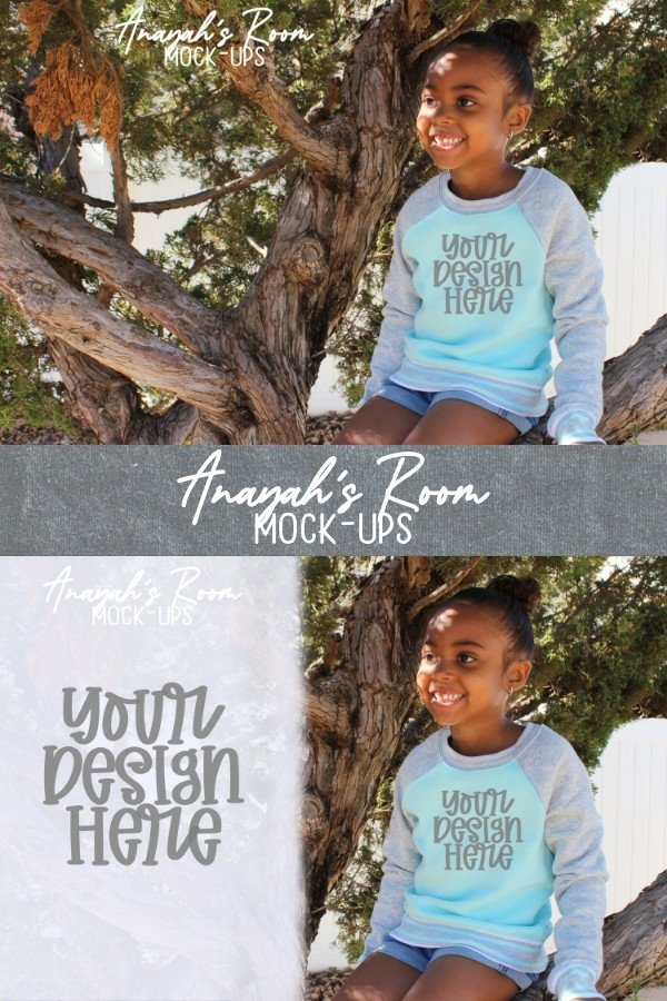 Kids Mock Up | Girl In Tree | Child In Raglan Sweater