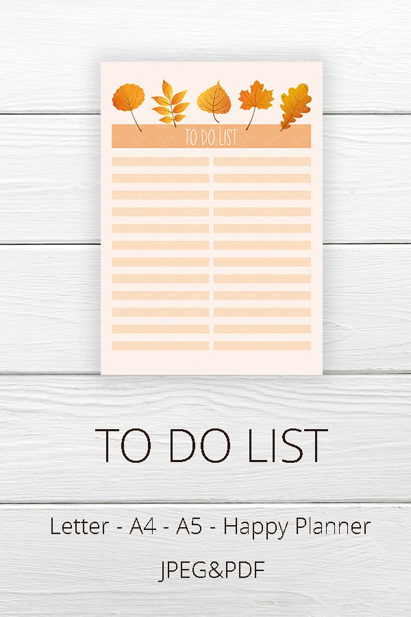 To Do List Printable. Planner Page. Fall Leaves.