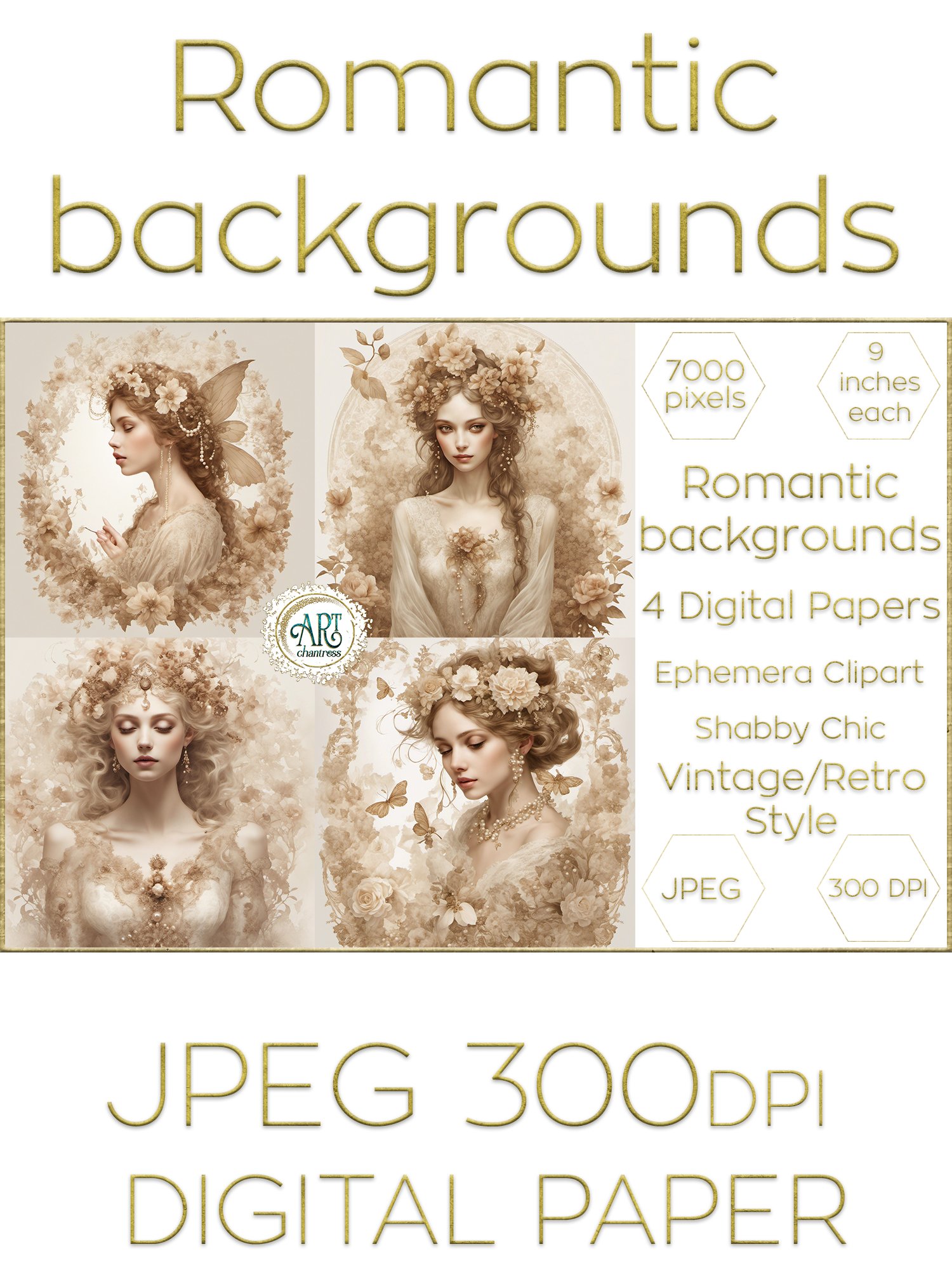 Vintage watercolor digital papers backgrounds soft (2980809)