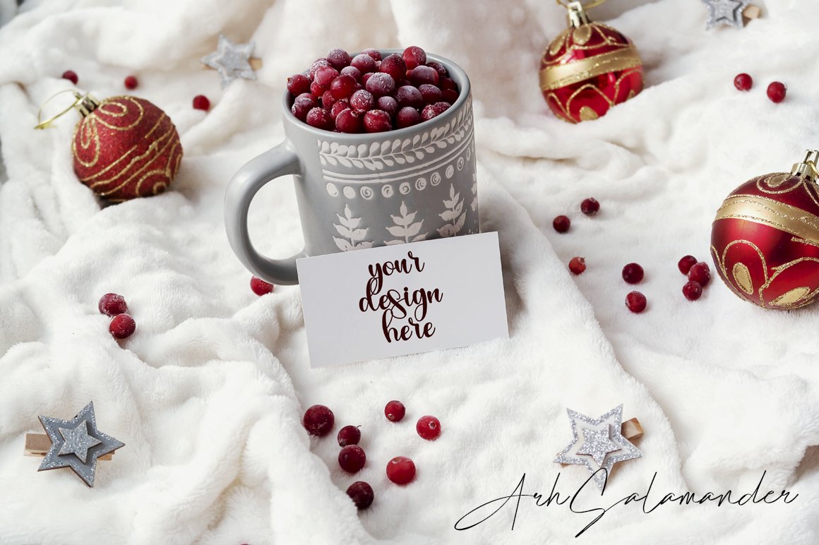 Set of New Year mockups with christmas balls, flat lay