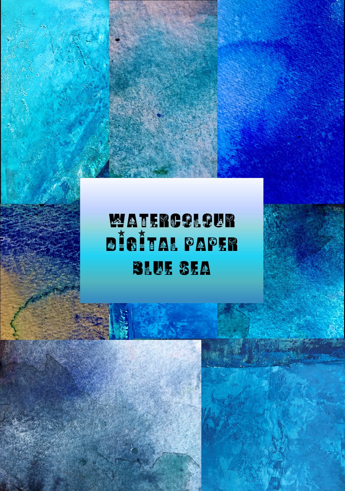 watercolour abstract ocean marine digital paper