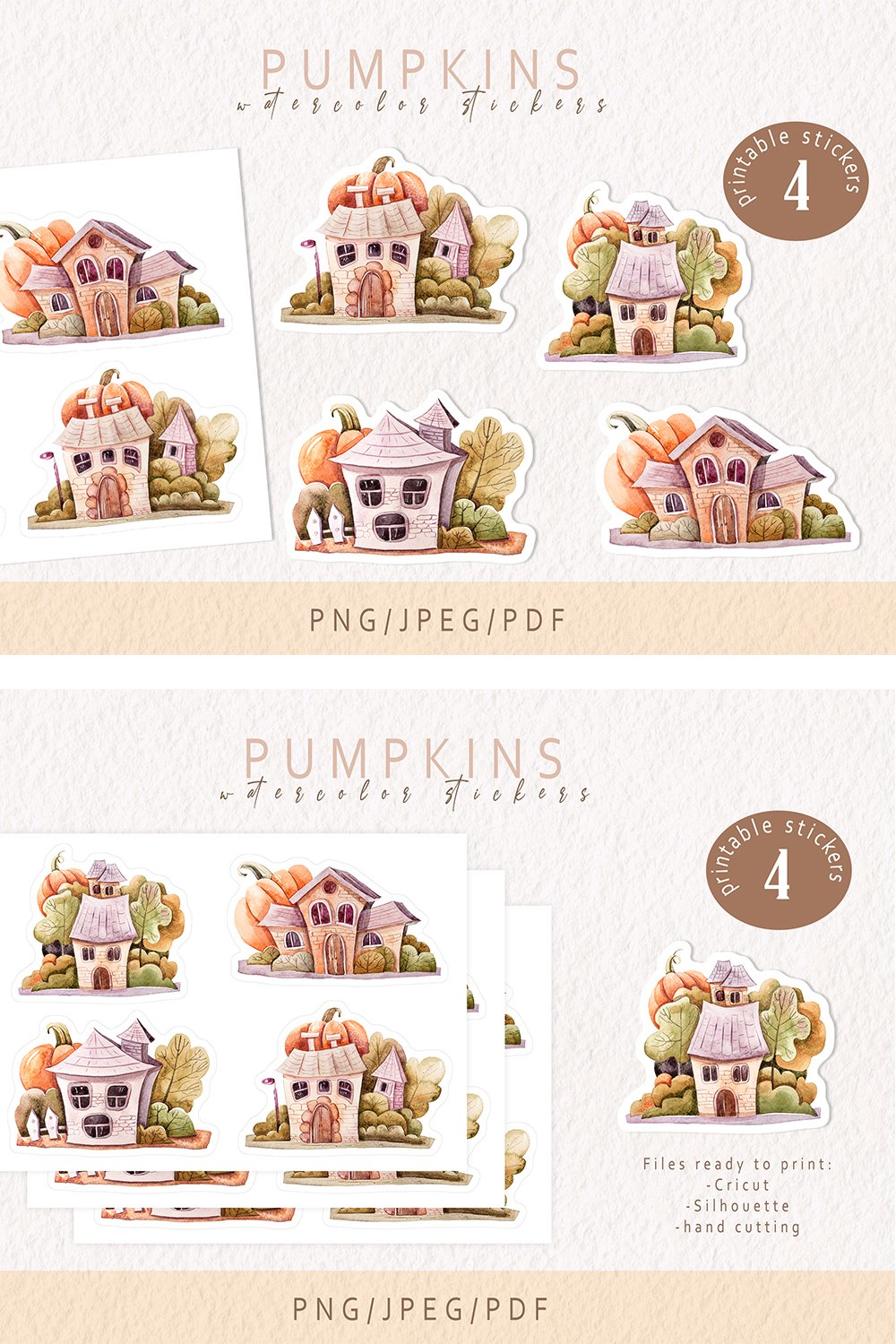 Halloween fall pumpkins printable sticker sheet