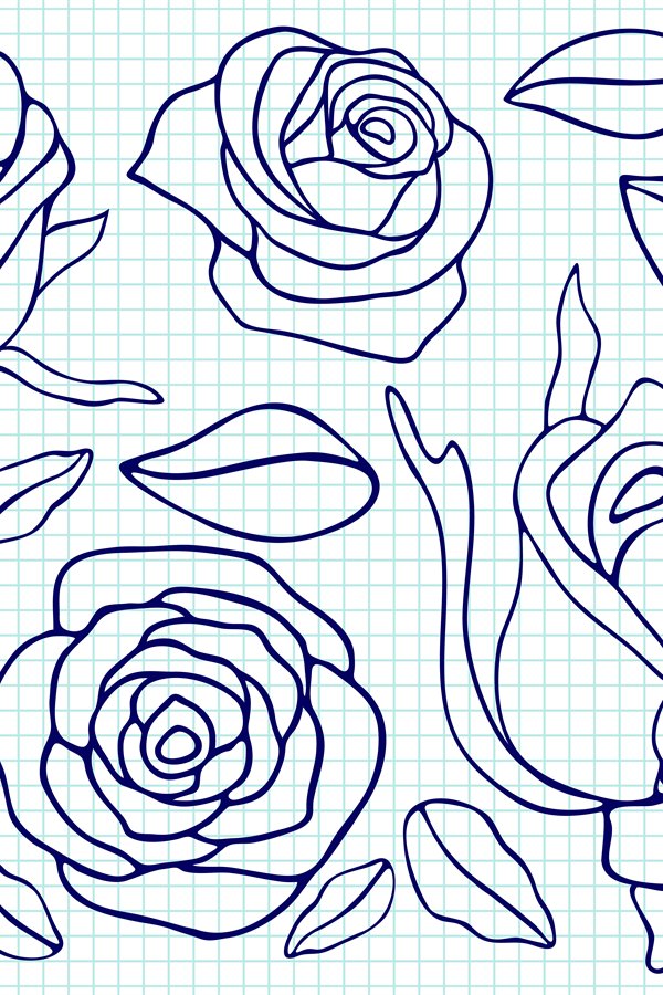 Ballpoint pen drawing roses and leaves