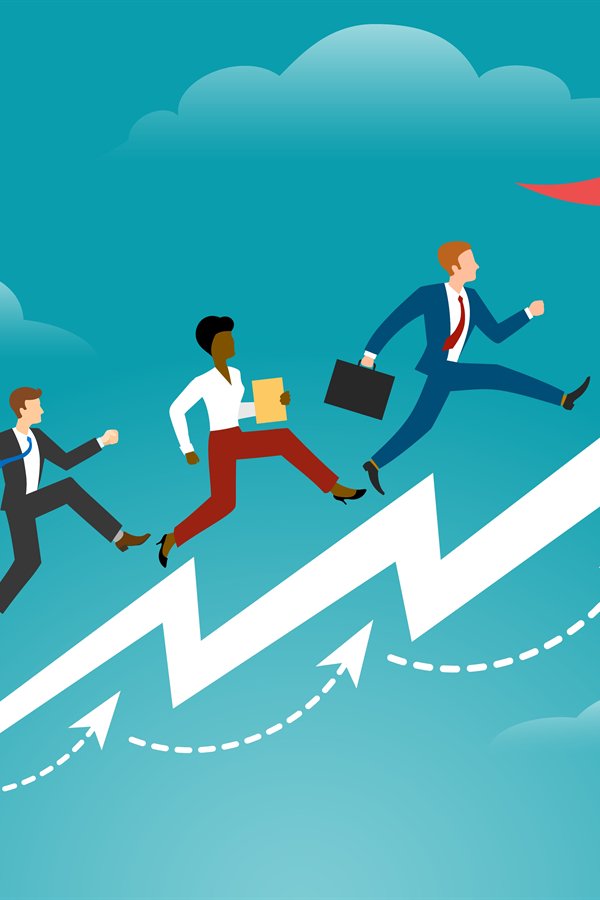 Business running to target concept