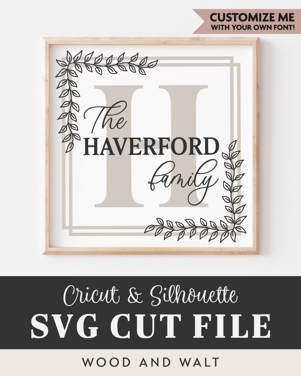 Customizable Monogram Last Name Sign for Cricut & Silhouette