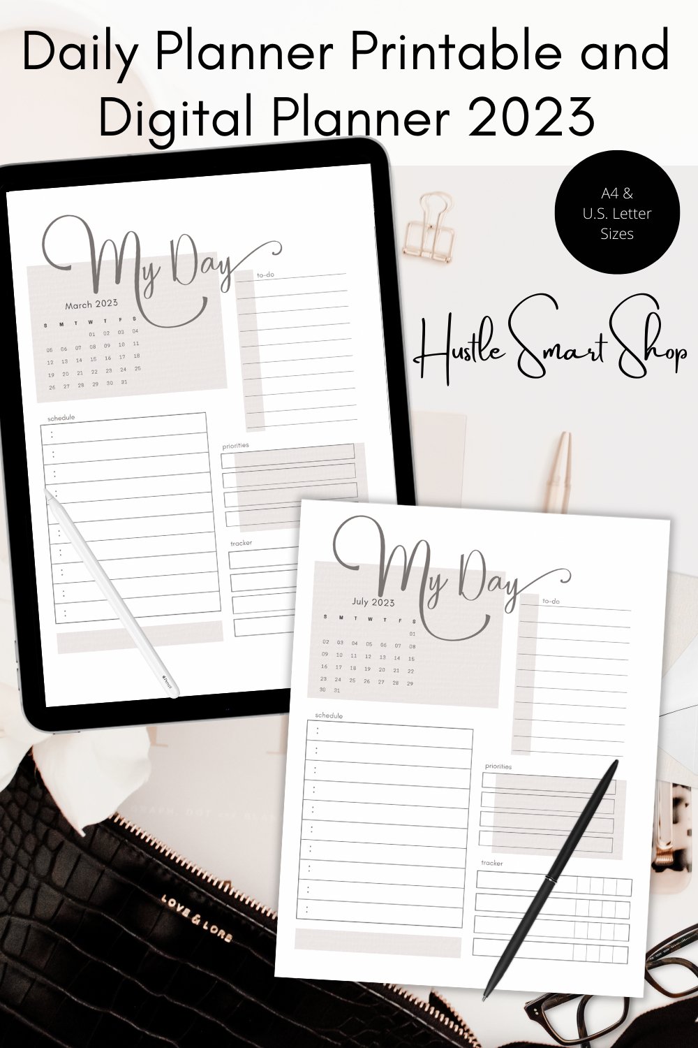 2023 Daily Planner Printable, Digital Planner