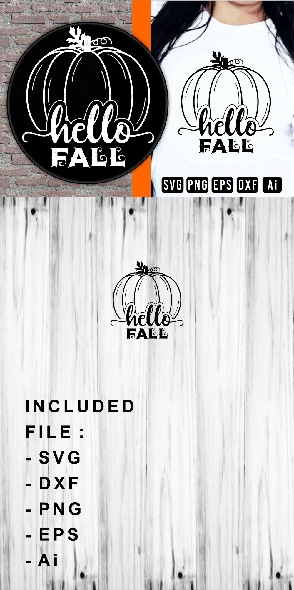 Hello Fall Round Sign SVG | Fall Door Hanger SVG
