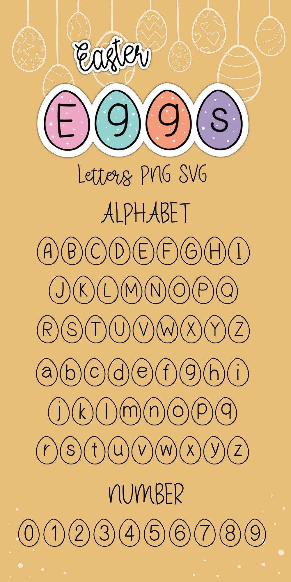 Easter Eggs Letters PNG SVG